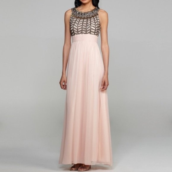 JS Collections | Dresses | Js Collections Pink Embellished Chiffon Gown ...